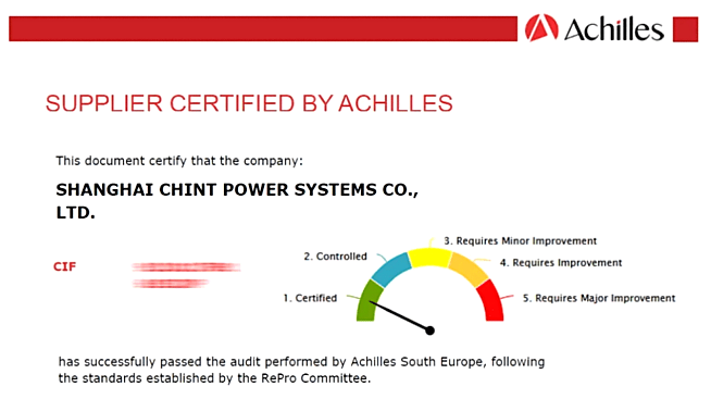 CHINT Power’s ESG Excellence with Achilles Certification | CHINT global